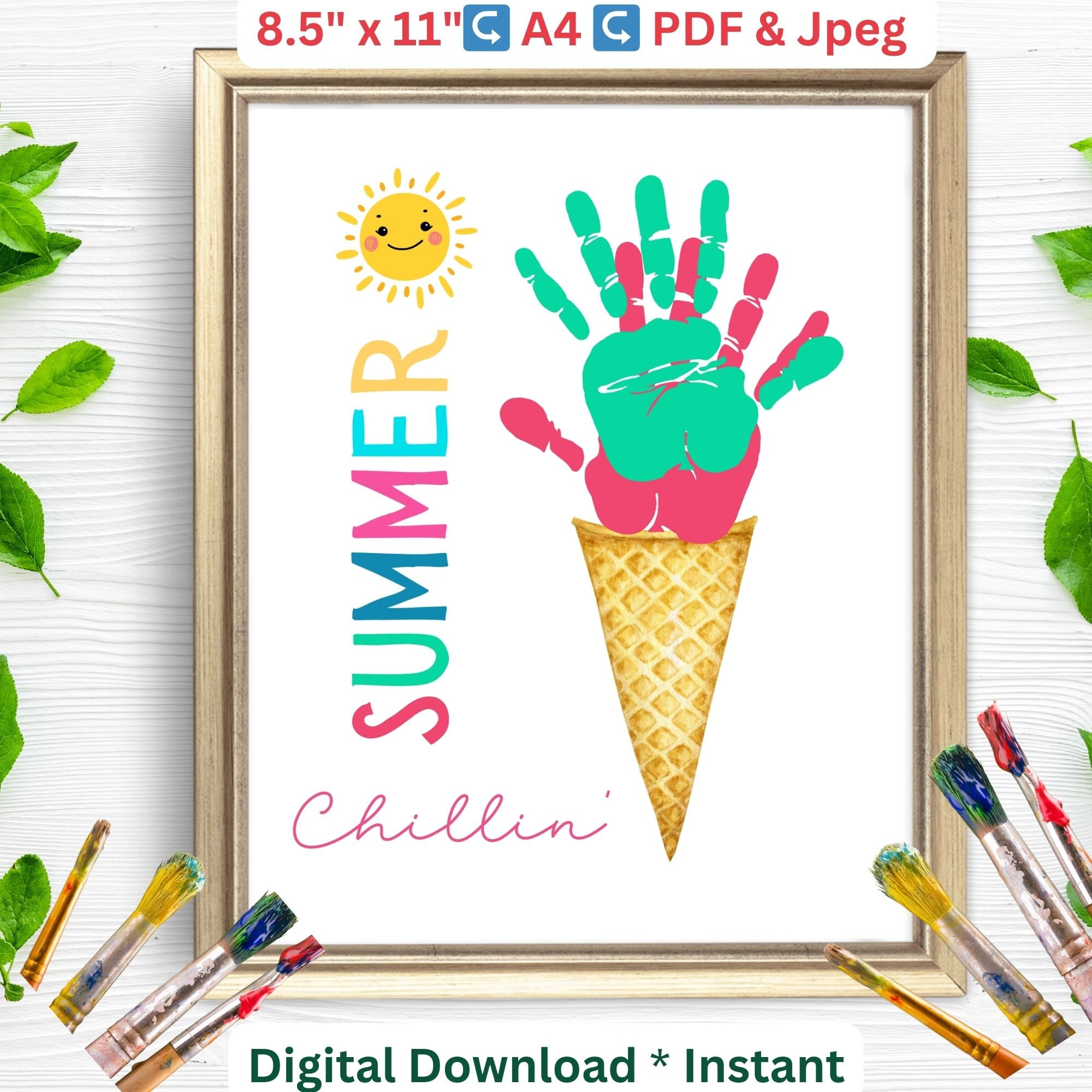 Ice Cream Summer Handprint Craft Handprint Printable Sign for Kids ...