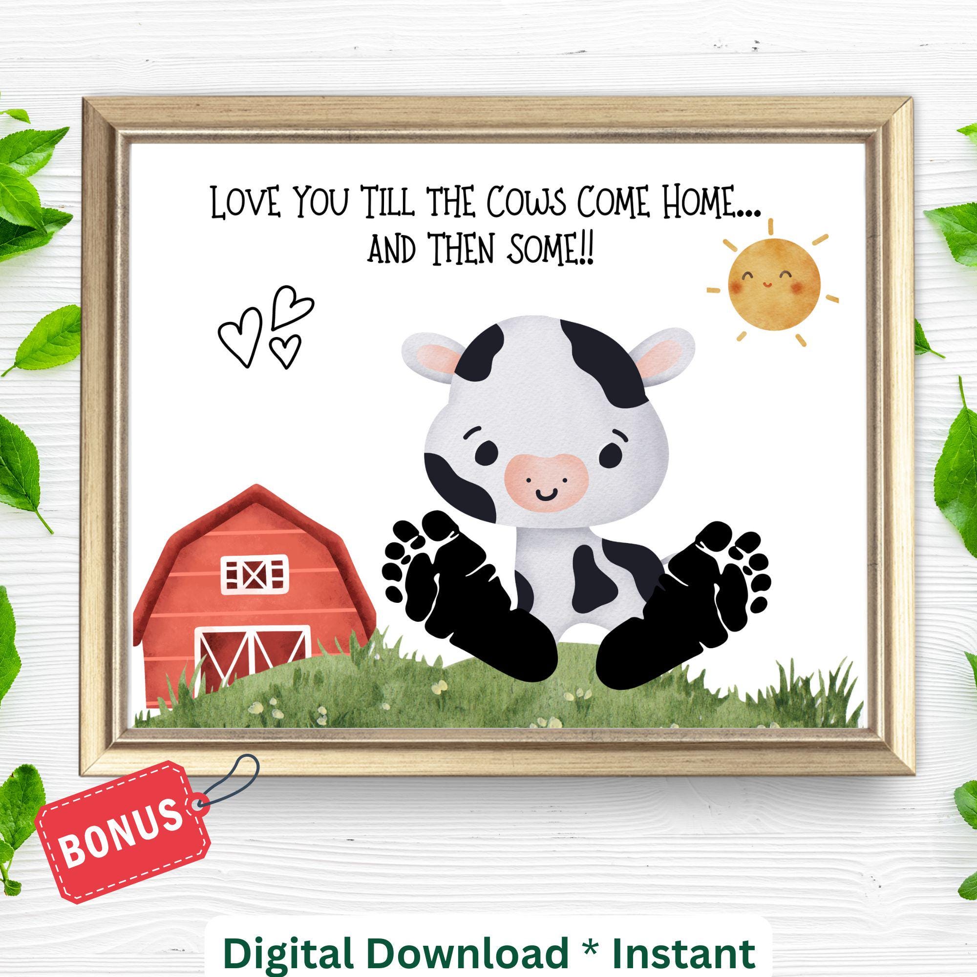 Animal Handprint Craft DIY Grandparents Day Gift| Funny Cow Footprint ...