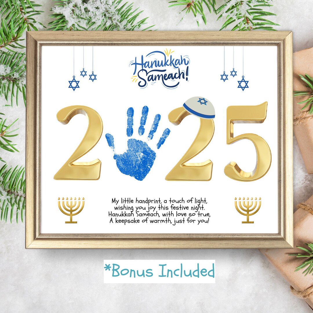 Happy Hanukkah 2025 Handprint Art Craft, Sameach Handprint Poem ...