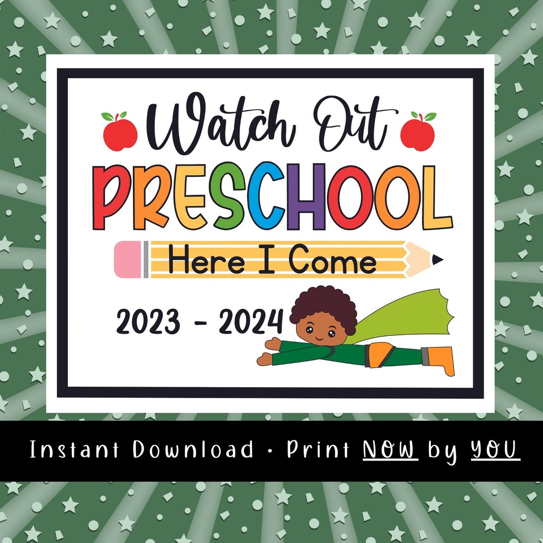 First Day of School Sign Printable First Day of Preschool Printable ...