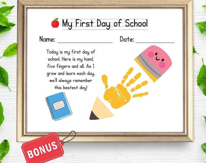 First Day of Preschool Handprint Craft| First Day of School Printable ...