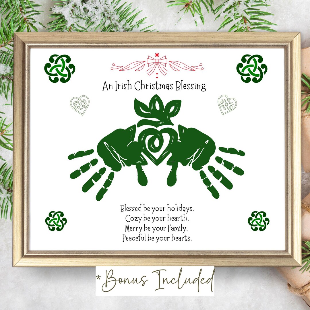 Irish Christmas Blessing Handprint Art Printable, Holiday Kids Craft ...