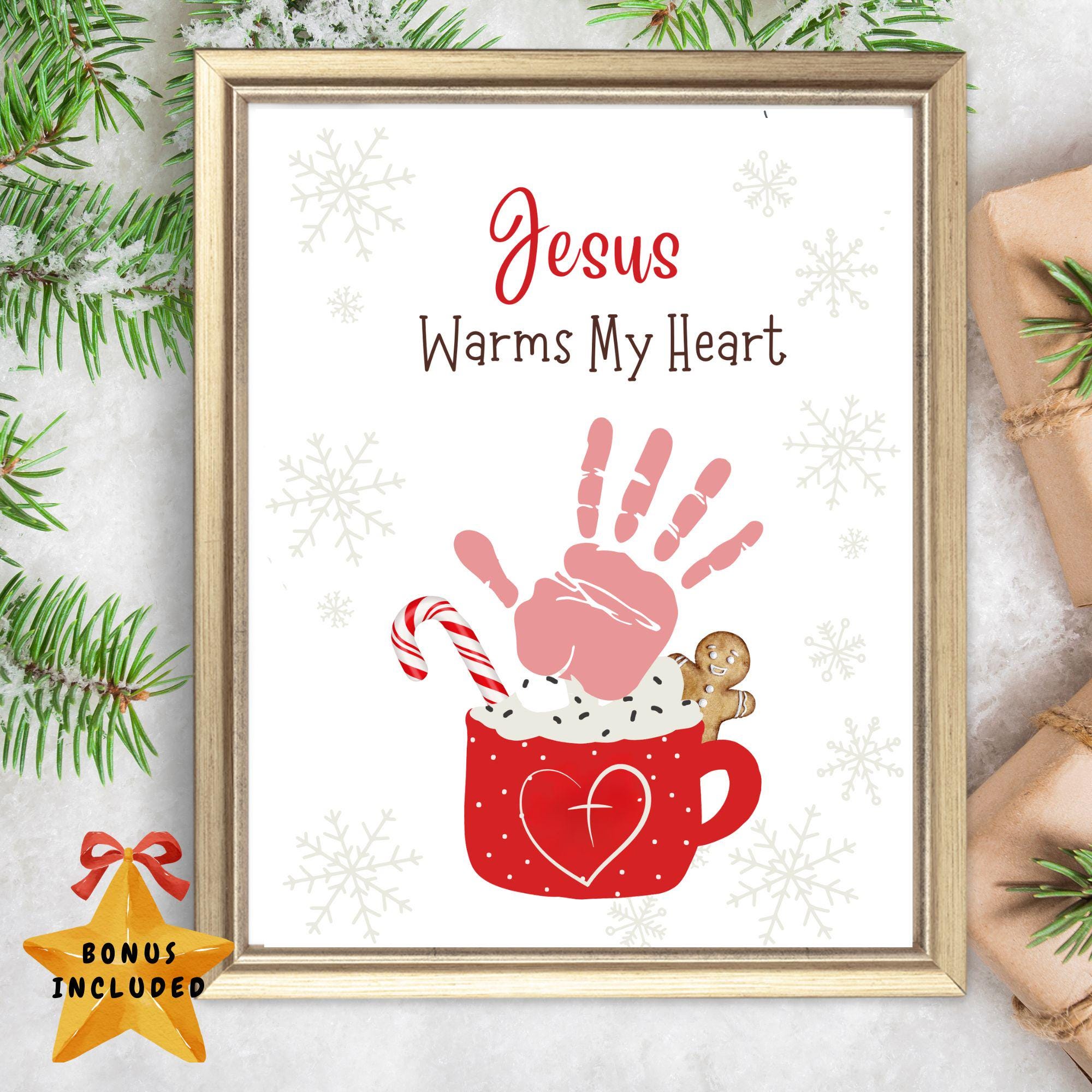 Jesus Handprint Art, Hot Cocoa Sunday School Christmas Winter Handprint ...