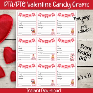PTA PTO Valentine's Day Candy Gram Fundraiser Flyer Template Candy Gram ...