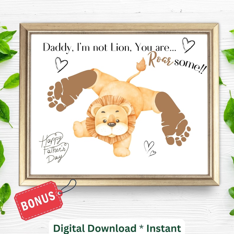 Fathers Day Handprint Craft| Lion Footprint Sign for Kids Preschool ...