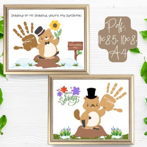 Groundhog Day Handprint Craft Printable, Winter Footprint Art Kids ...