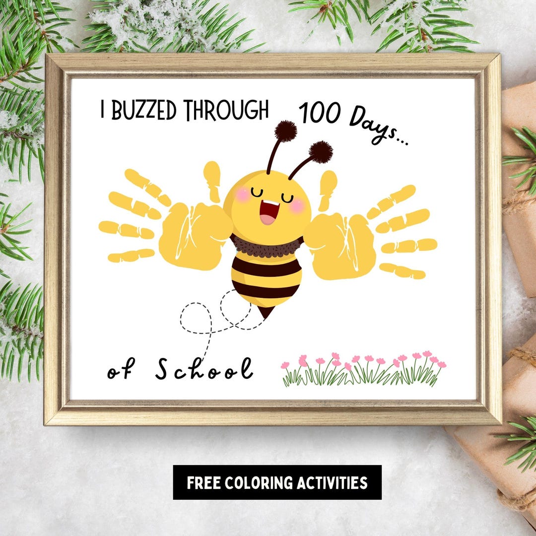Bee Handprint Art| 100 Days of School Handprint Craft| Celebrate 100th ...