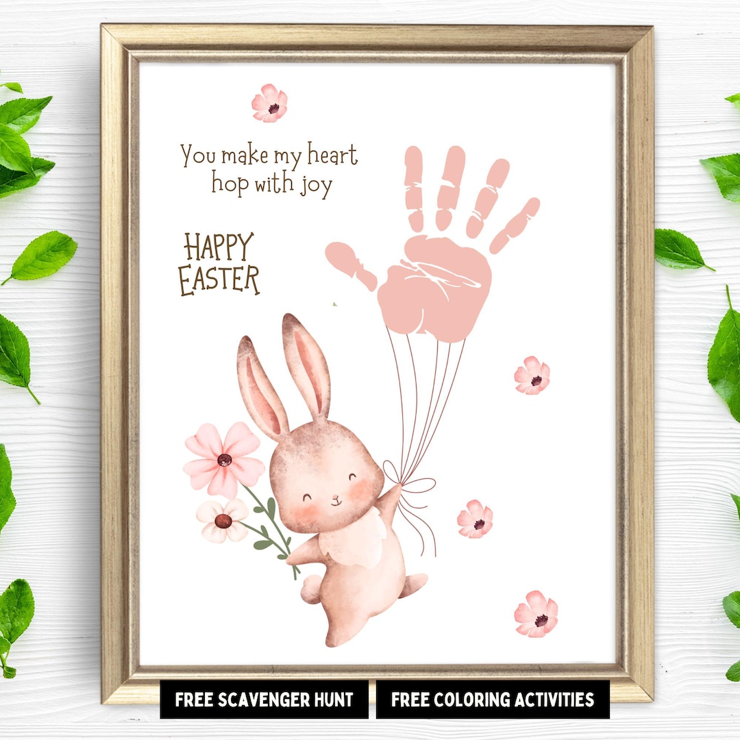 Bunny Handprint Art| Happy Easter Baby Handprint Craft Keepsake Kit ...