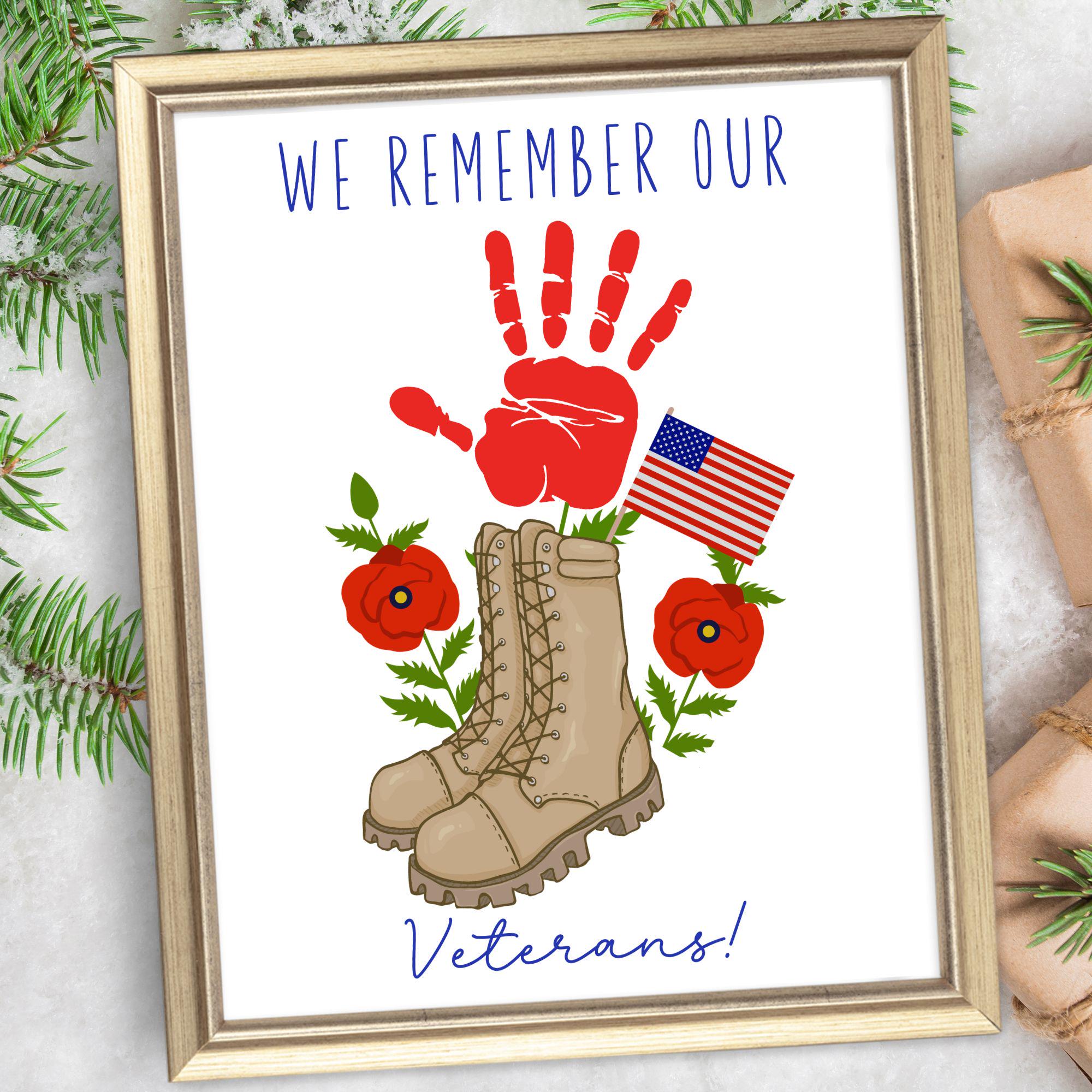 Veterans Day Handprint Art Craft DIY Card Patriotic Sign Poem Keepsake ...