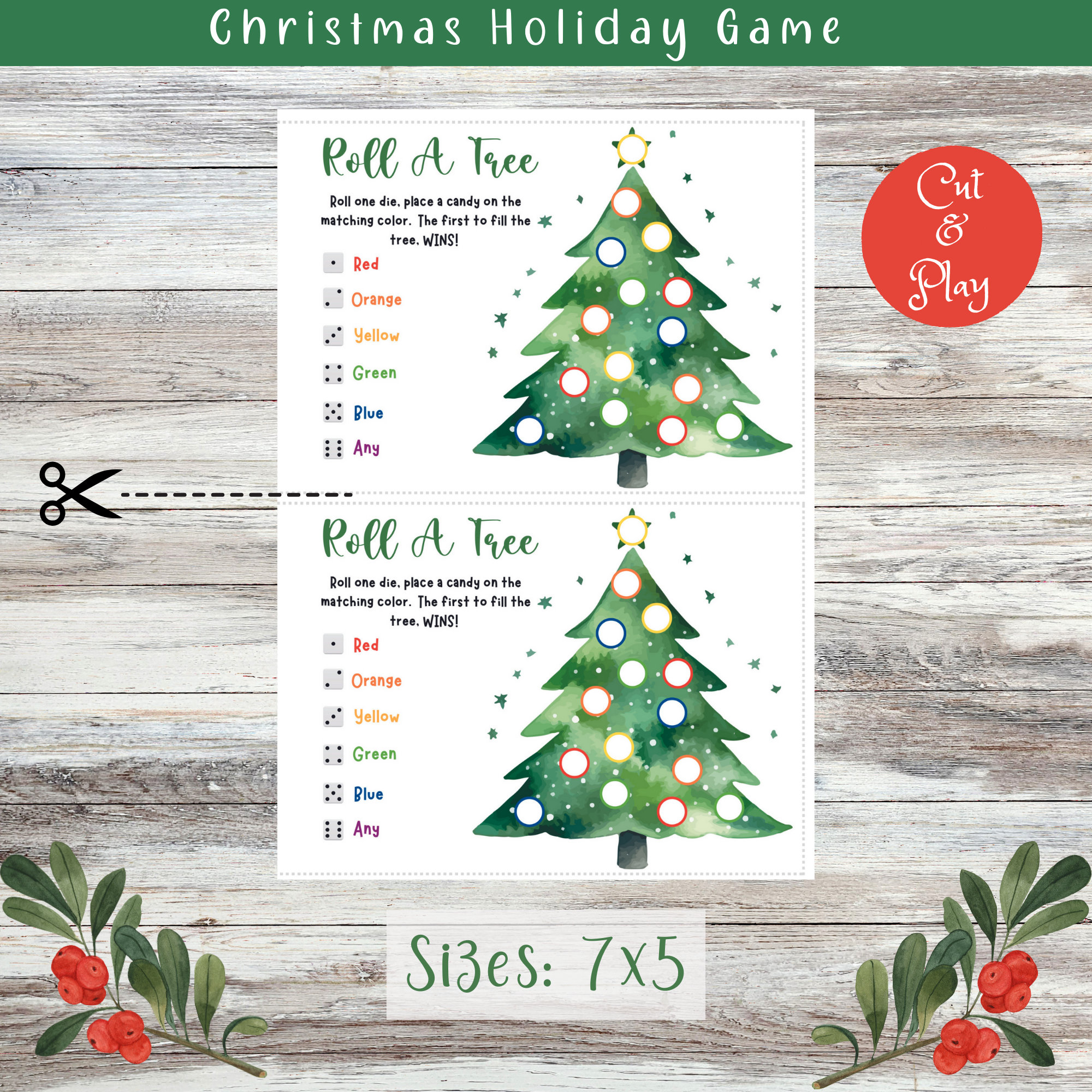 Roll a Tree Dice Game| Roll a Christmas Tree Game Printable for Kids ...