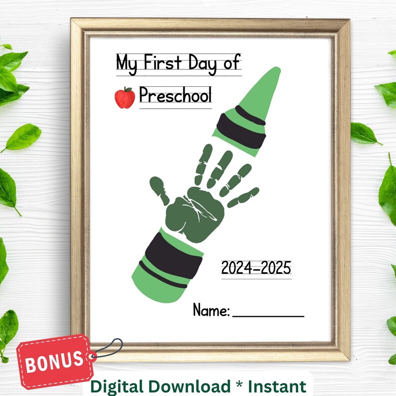 First Day of Preschool Handprint Craft First Day of School Printable ...