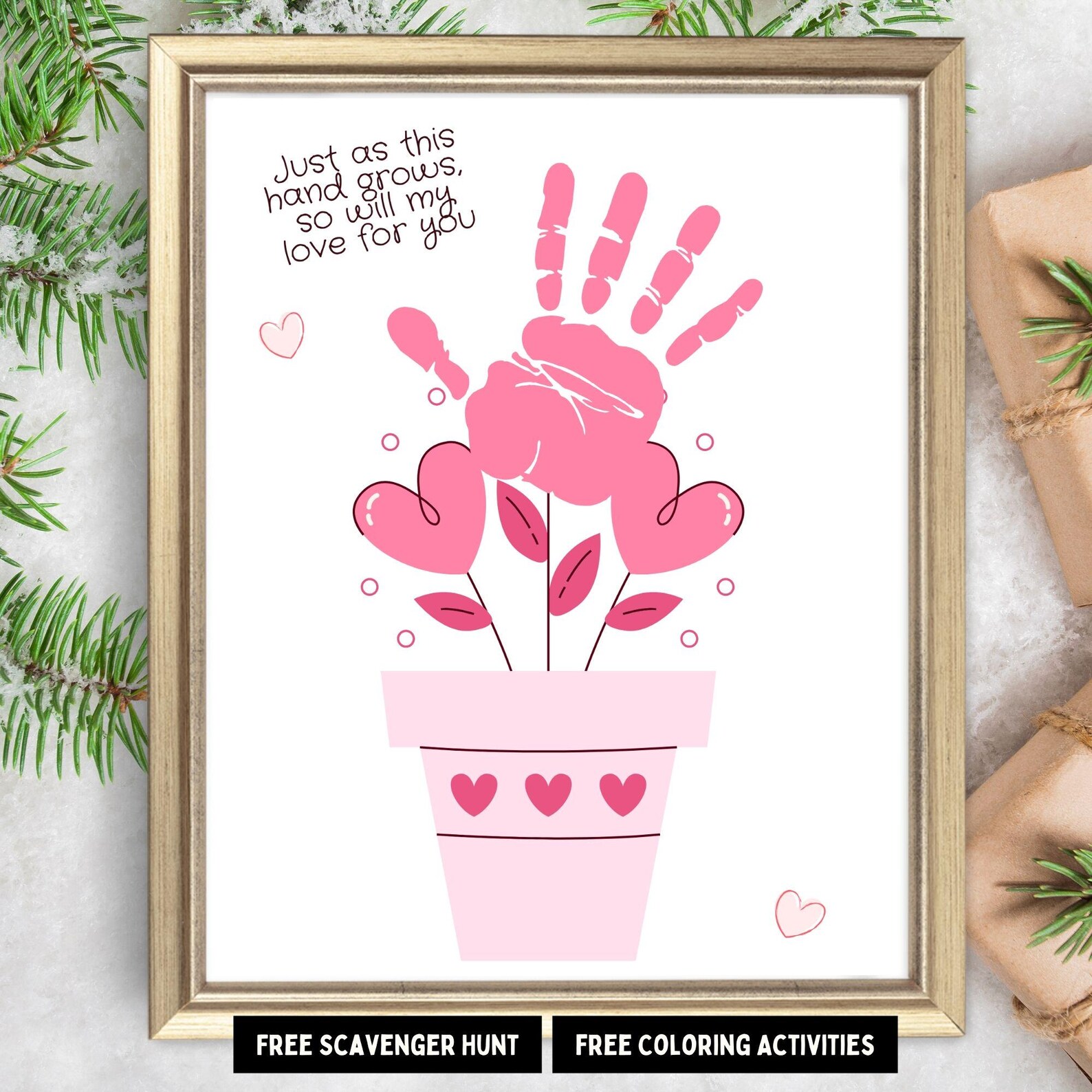 Valentines Day Handprint Flower Craft| Love Heart Handprint Card ...
