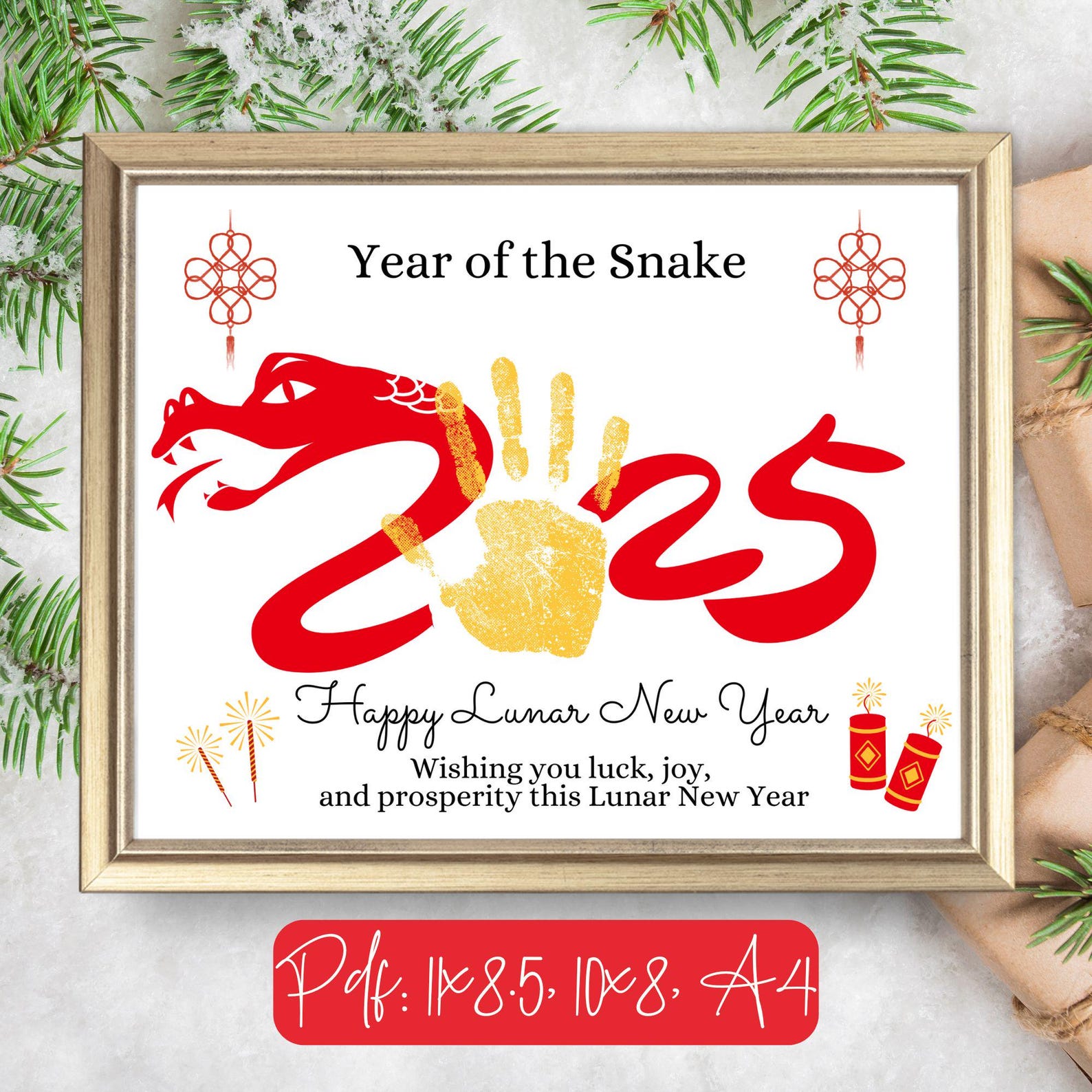 Chinese New Years Handprint Craft| 2025 Lunar New Year Poem Handprint ...
