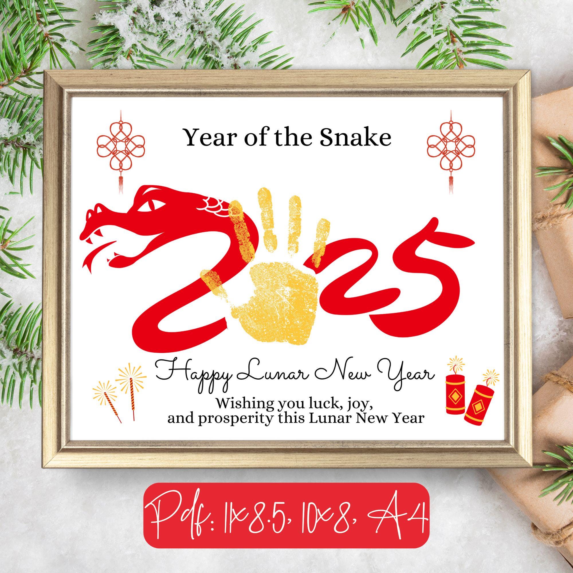 Chinese New Years Handprint Craft| 2025 Lunar New Year Poem Handprint ...