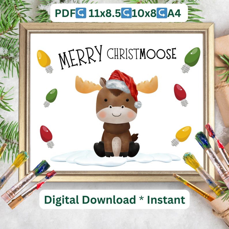 Christmas Footprint Art Craft, Merry Christmoose Handprint Craft ...