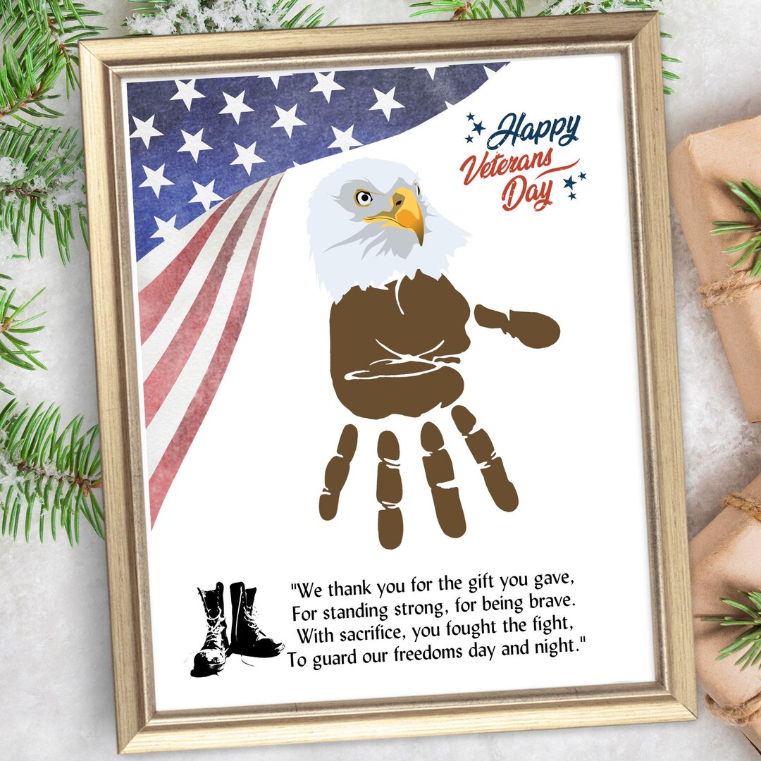 Veterans Day Handprint Art Craft| DIY Card Patriotic Sign Poem Keepsake ...