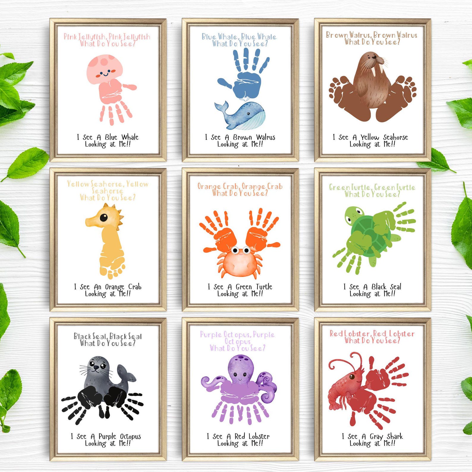 Sea Animals Handprint Art Craft| My Handprint Coloring Book for Kids ...