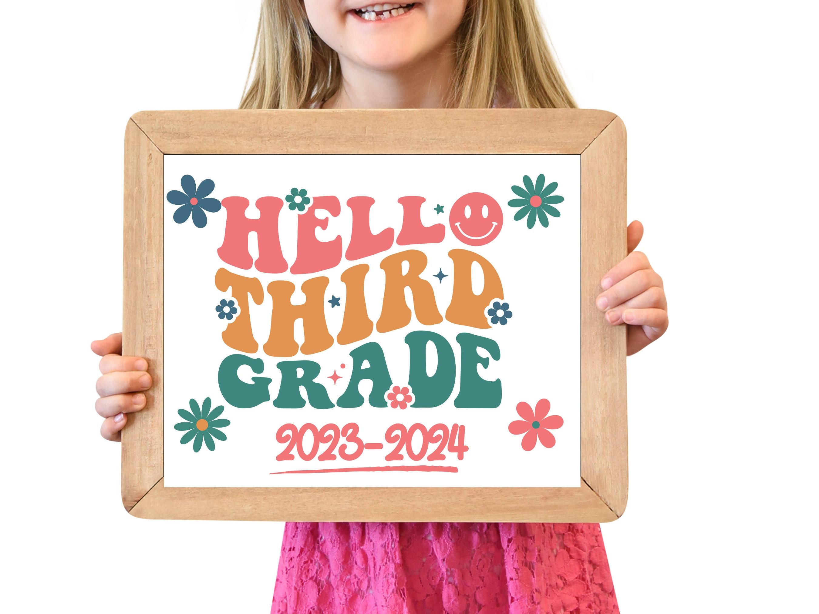 Hello THIRD Grade Groovy Sign Printable RETRO First Day of School ...