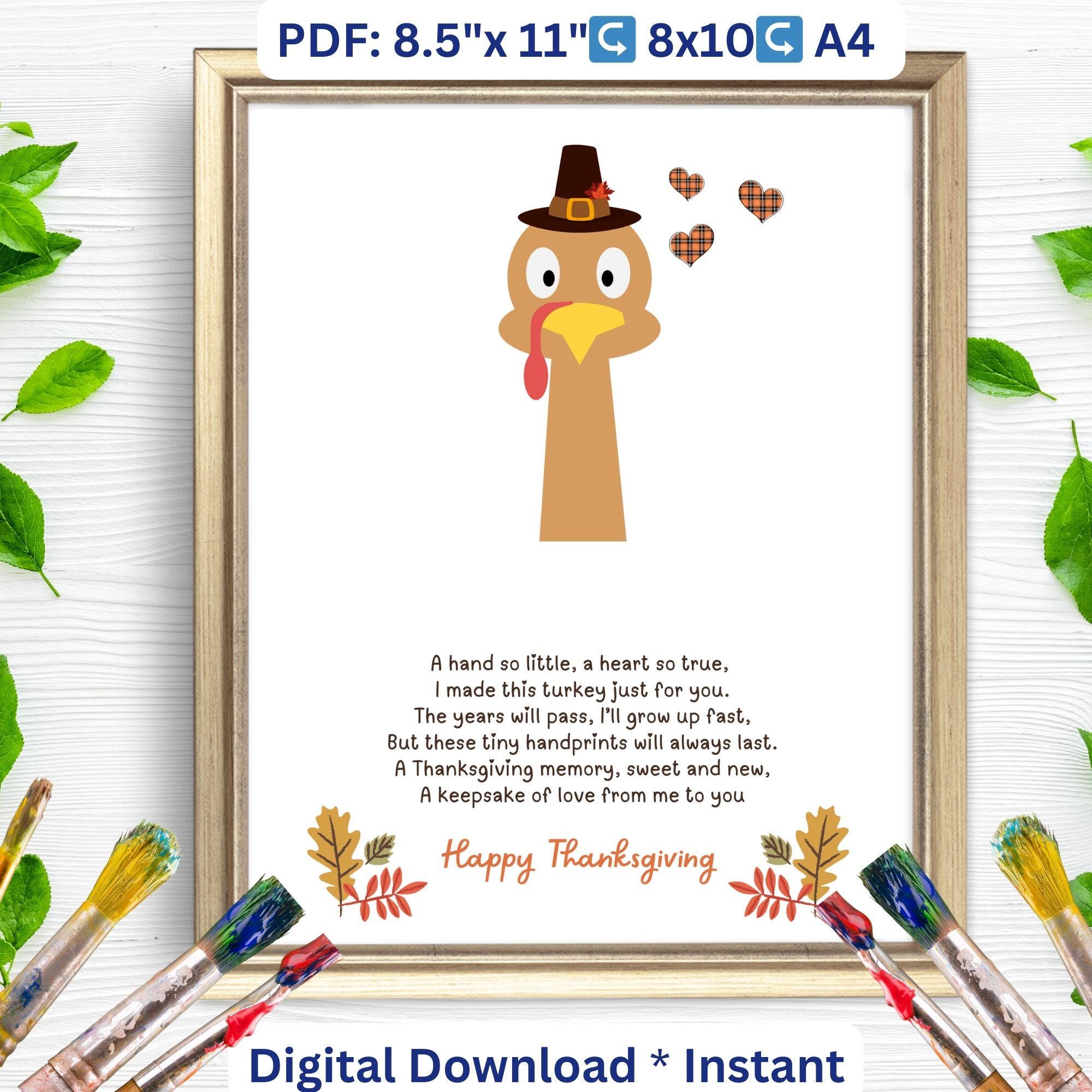 Turkey Handprint Craft, Thanksgiving Handprint Poem, Fall Footprint Art ...
