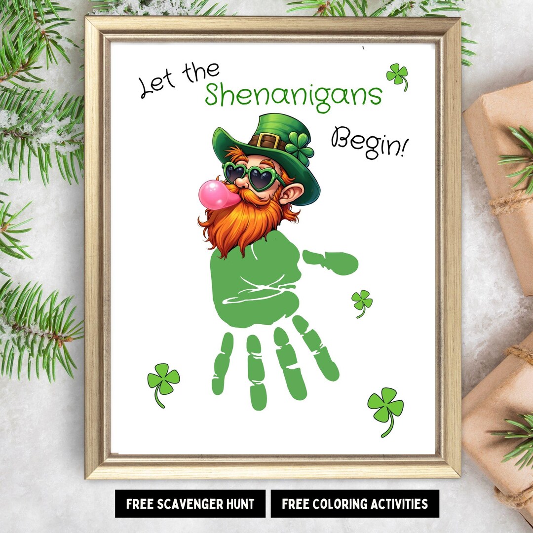 Leprechaun Bubble Gum Handprint Craft| St Patrick's Day Footprint Art ...