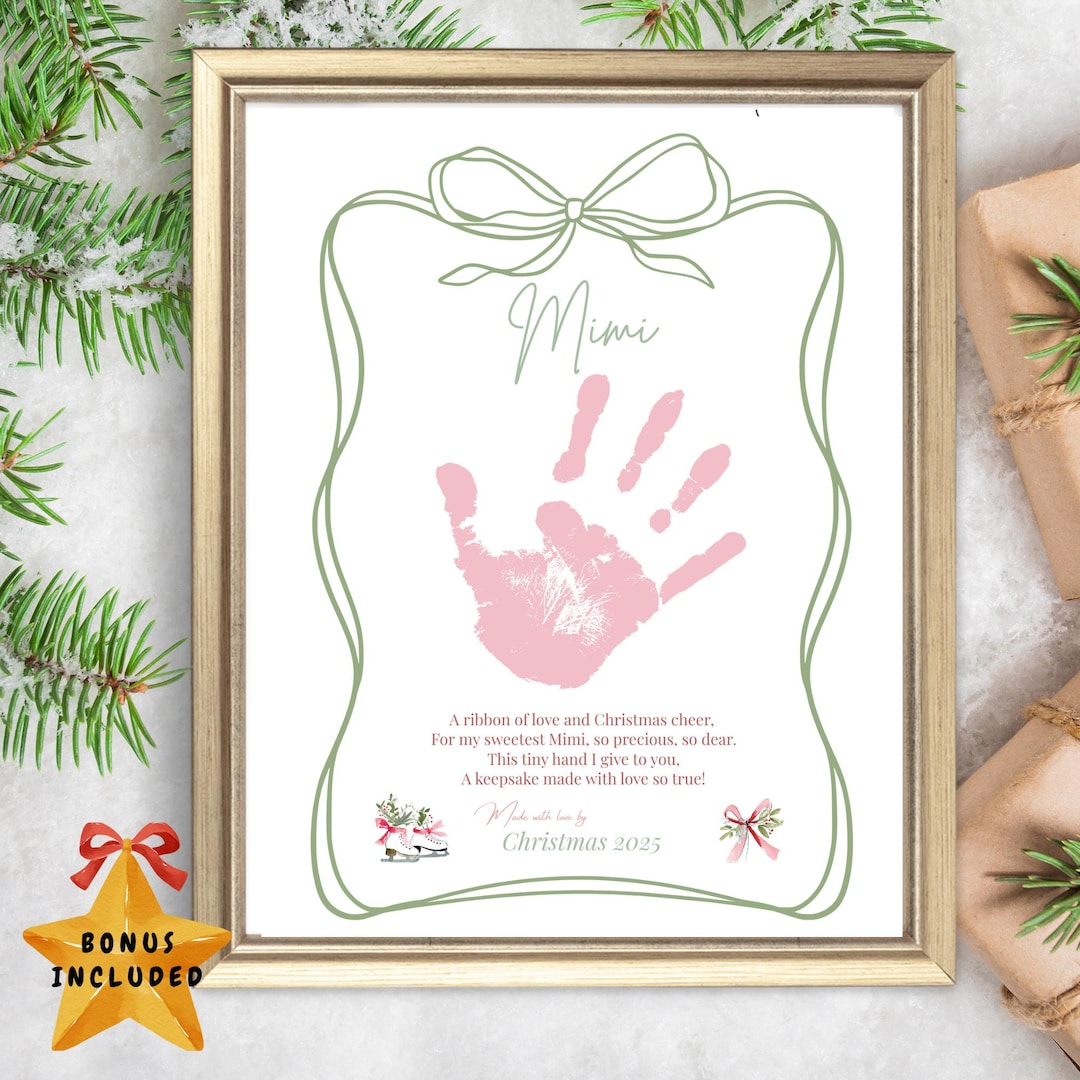 Mimi Christmas Handprint Craft, Coquette Printable Gift for Grandparent ...