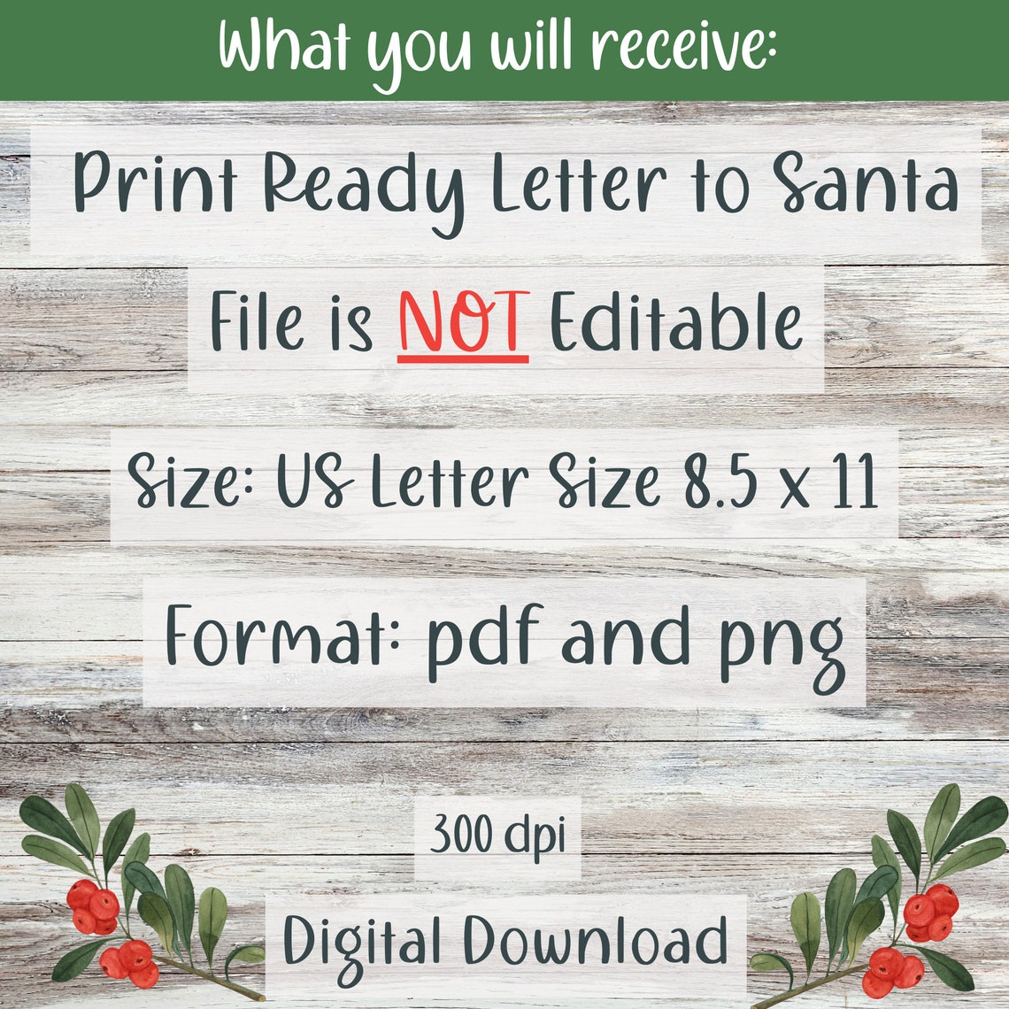 Letter to Santa Printable| Easy to Print Letter to Santa| Dear Santa ...