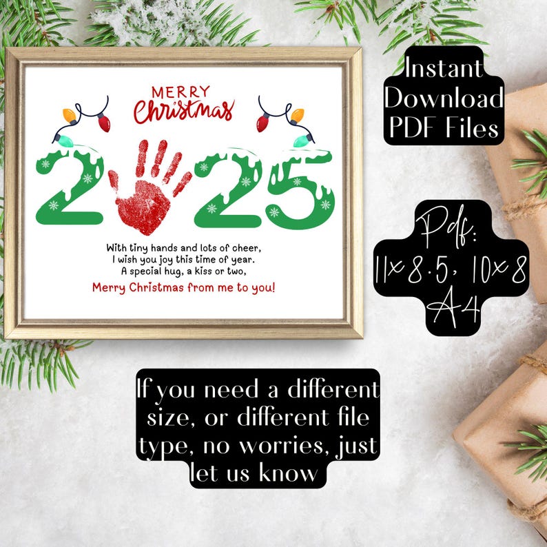 Merry Christmas 2025 Handprint Art Craft, Holiday Handprint Poem, DIY ...