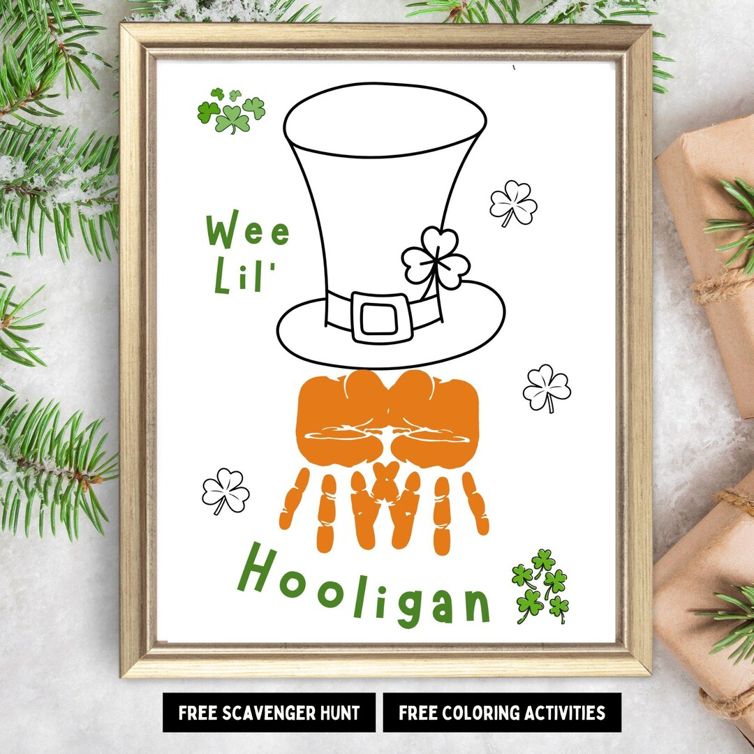 St Patrick's Day Handprint DIY Craft| Lucky Leprechaun Footprint Art ...