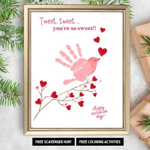 Valentines Day Bird Handprint Craft| Flower Handprint Art Preschool ...