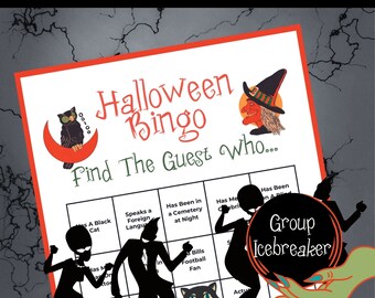 Halloween Find the Guest Bingo Halloween Games Ice Breaker - Etsy
