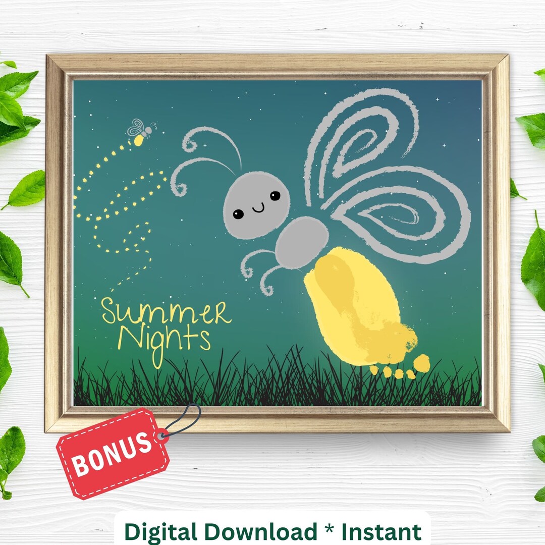 Summer Footprint Craft| Firefly Handprint Art Printable Sign| Kids ...