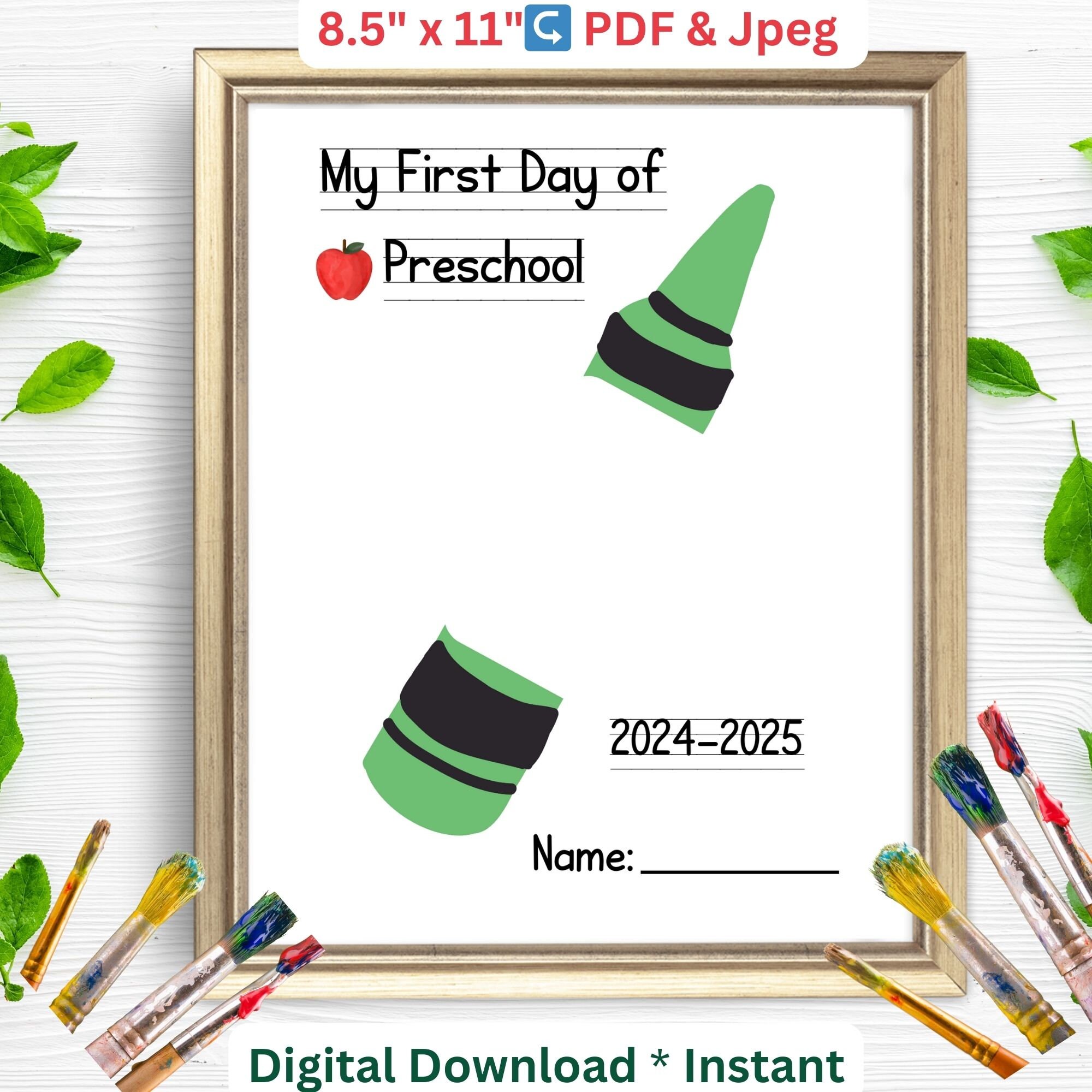First Day of Preschool Handprint Craft First Day of School Printable ...