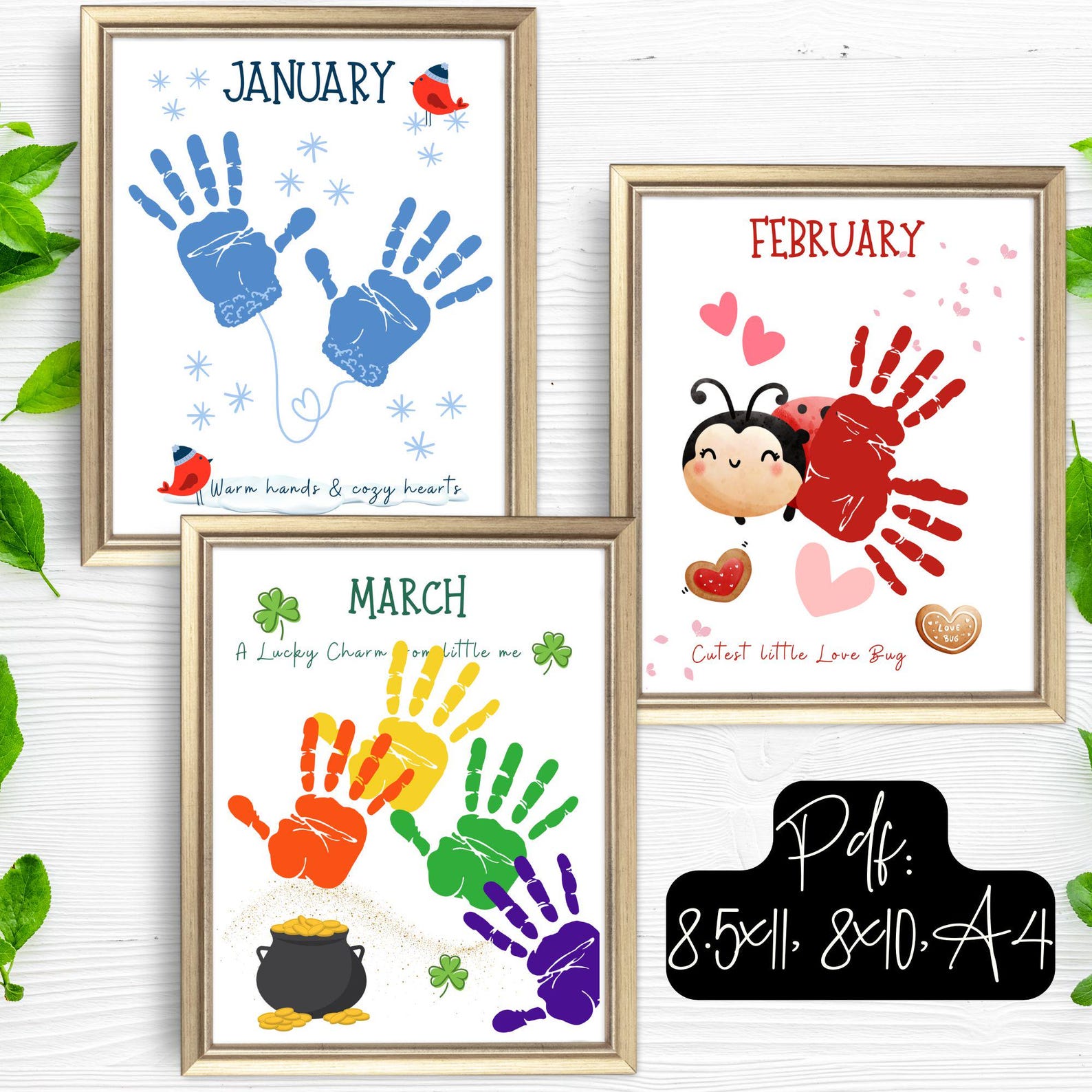 Handprint Art Memory Book, Monthly Calendar Daycare Activity, Handprint ...