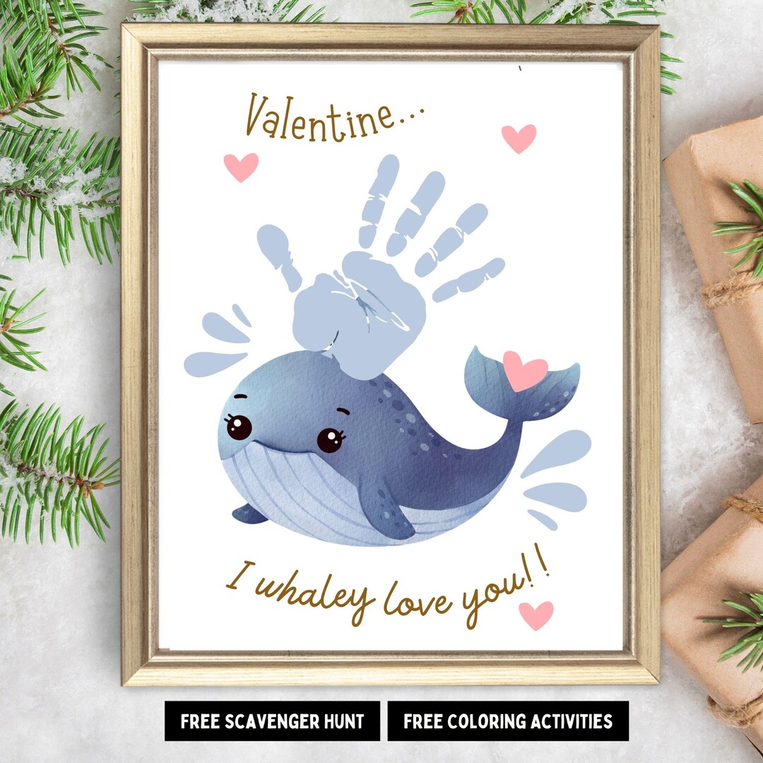 Valentines Day Handprint Craft I Whaley Love You Handprint Art for ...