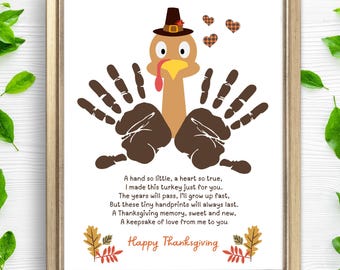 Turkey Footprint Art Craft, Thankful Turkey Fall Preschool Craft ...