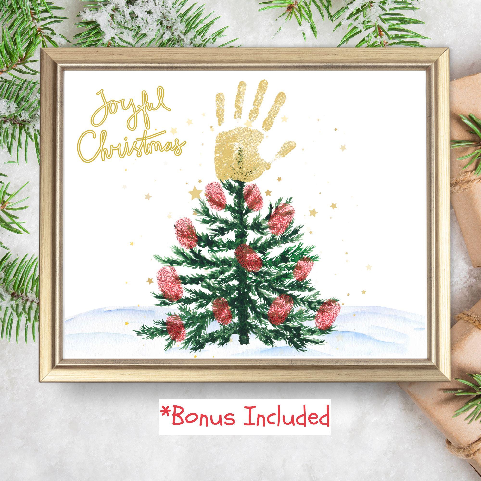 Christmas Tree Handprint Craft, Fingerprint Art Craft for Grandparents ...