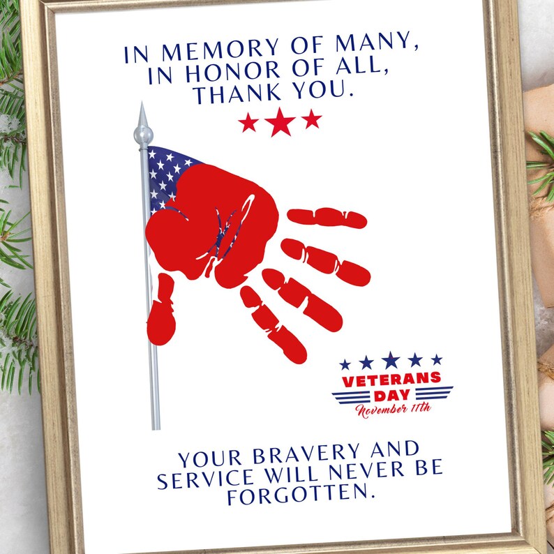Veterans Day Handprint Art Craft| DIY Card Patriotic Sign Poem Keepsake ...