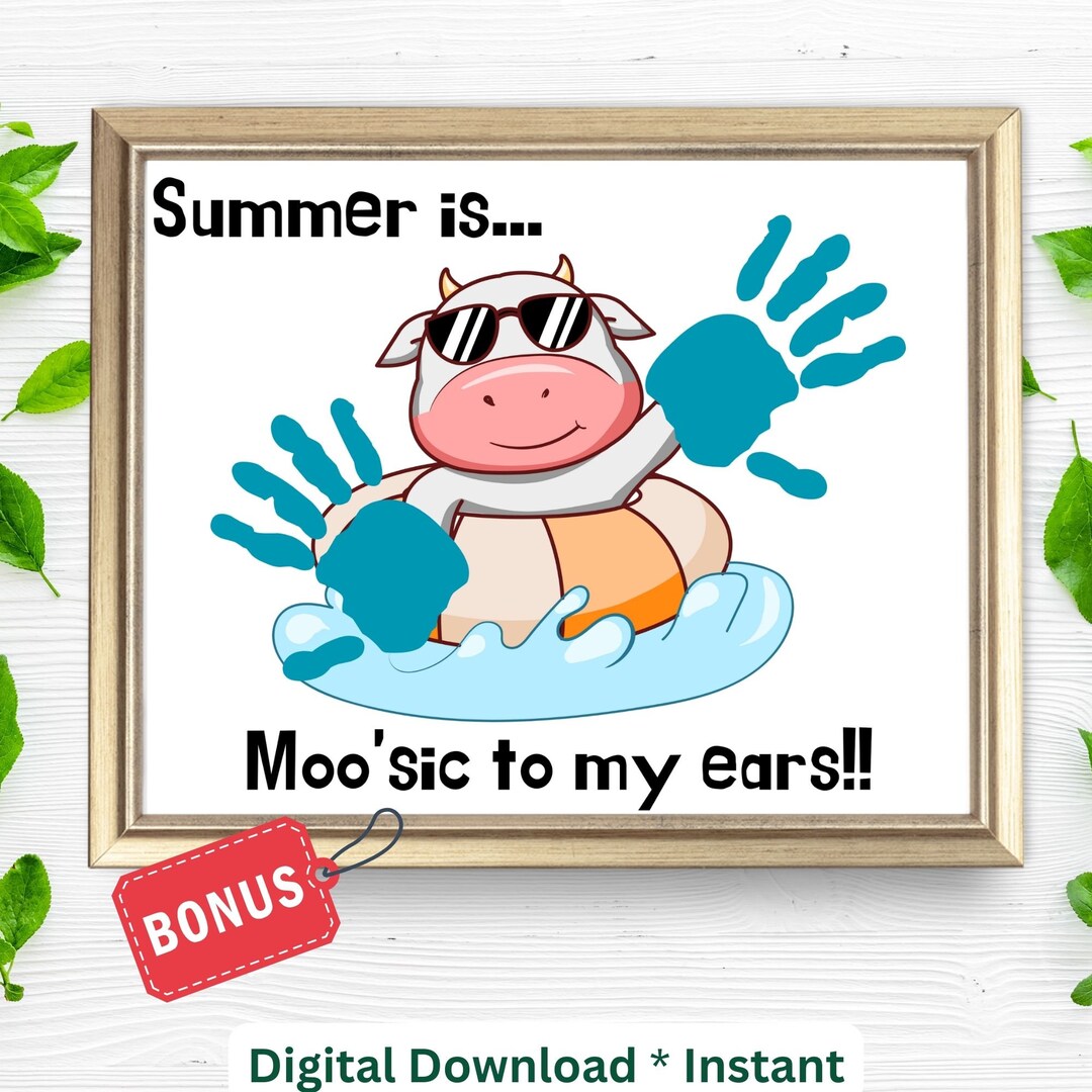 Summer Handprint Craft| Cool Cow Handprint Art Printable Sign| Kids ...