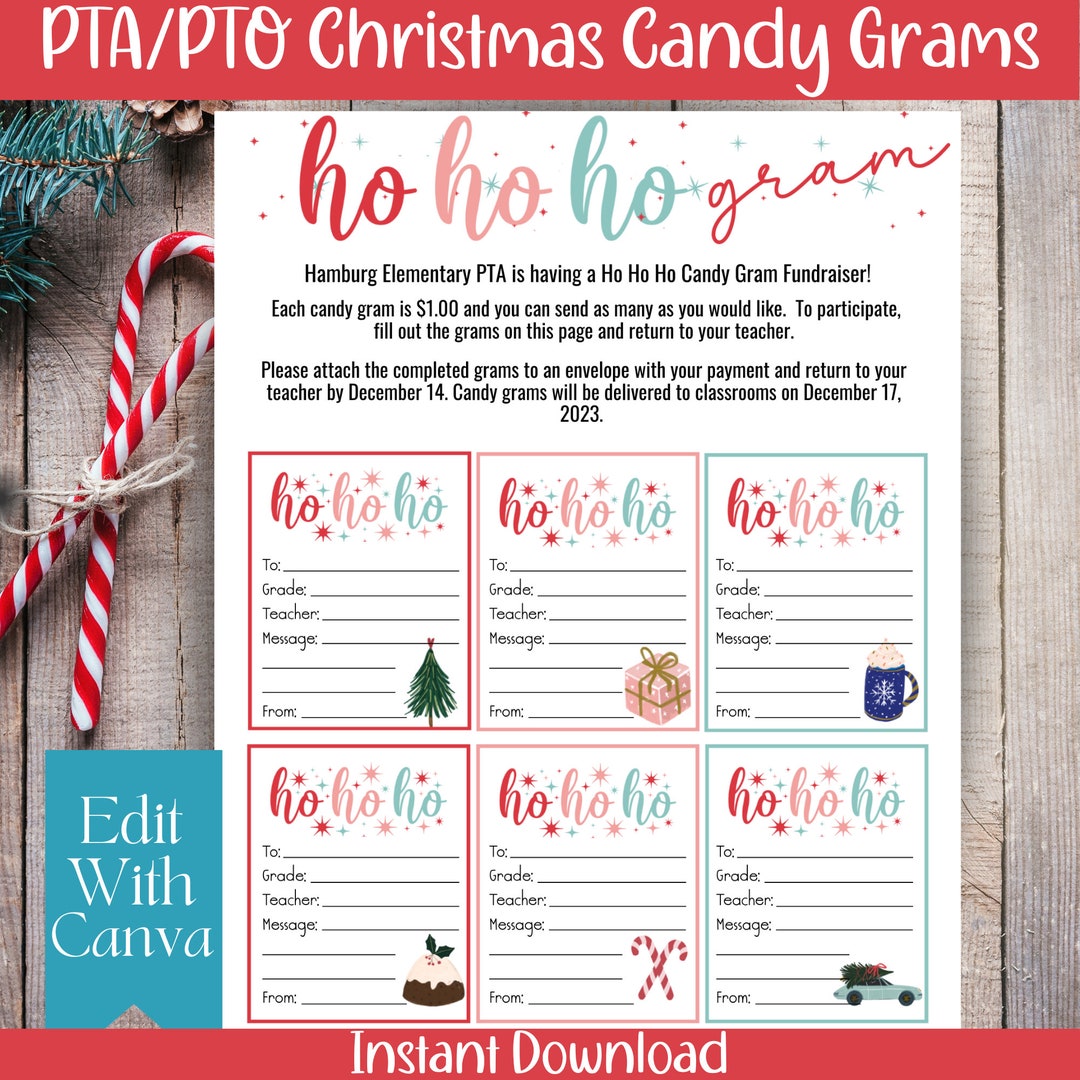 PTA PTO Christmas Holiday Gram Fundraiser Flyer Template| Ho Ho Ho ...