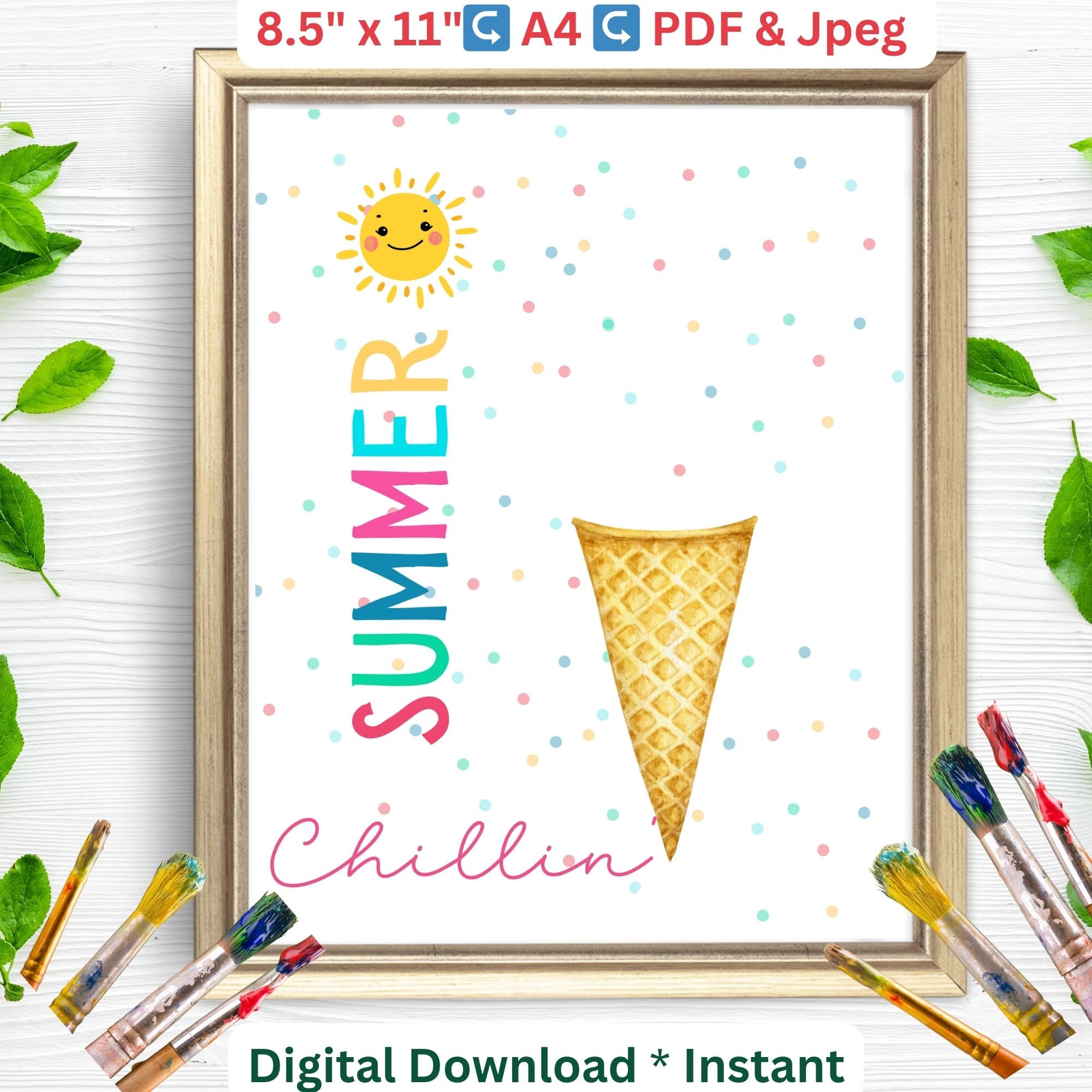 Ice Cream Summer Handprint Craft Handprint Printable Sign for Kids ...