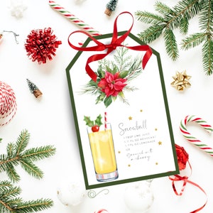 Drink Recipe Gift Tag| Holiday Cocktail Recipe Tags for Christmas Gift ...