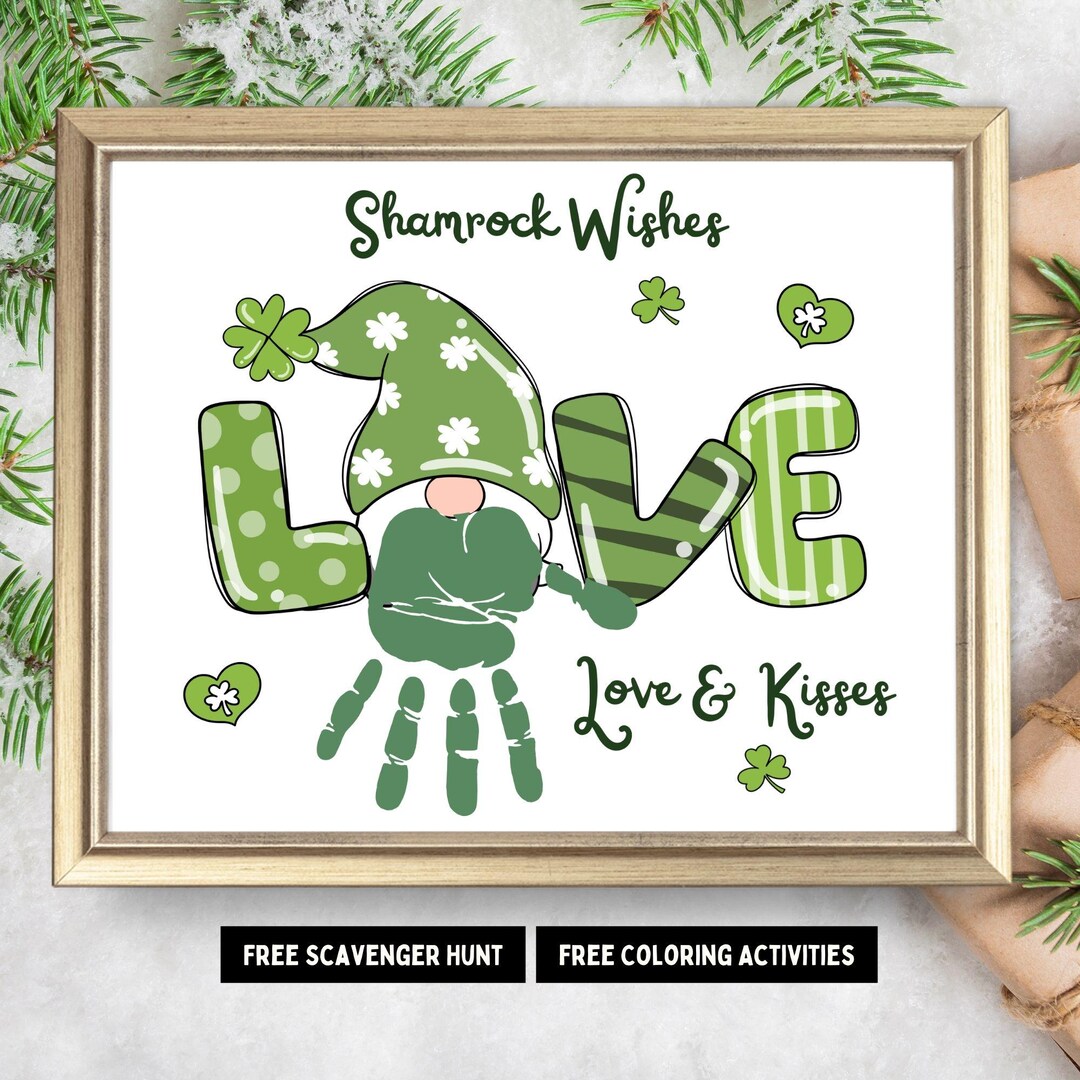 St Patrick's Day Gnome Handprint Craft| Shamrock Love Baby Handprint ...