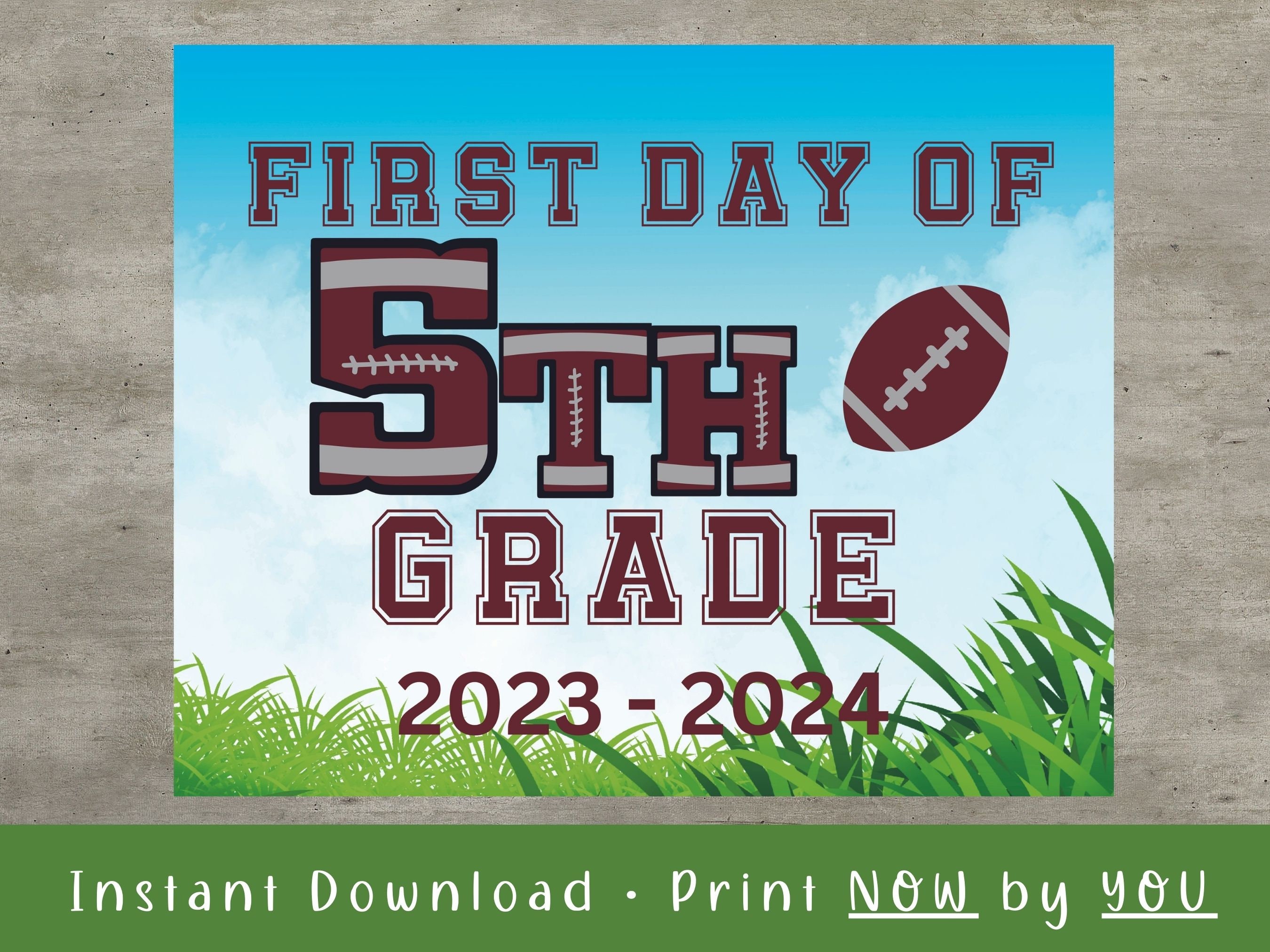 First Day of School Sign Printablefirst Day of 5th Grade - Etsy