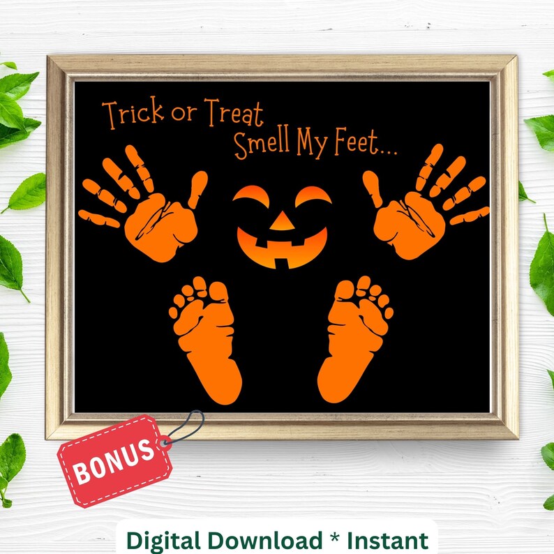 Halloween Handprint Art| Pumpkin Trick or Treat Smell My Feet Footprint ...
