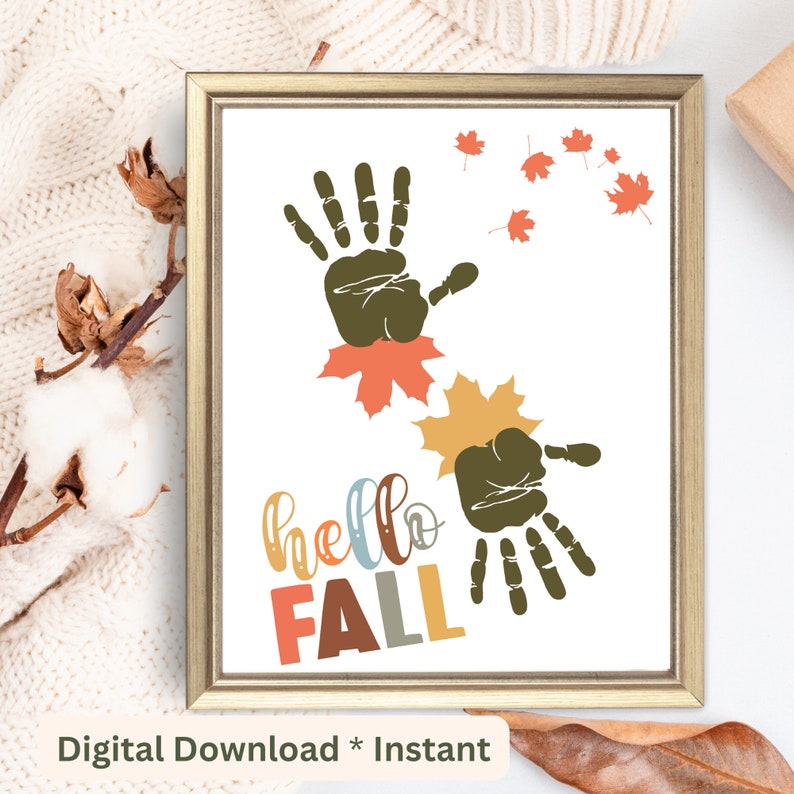 Fall Handprint Art|hello Fall Leaves Handprint Footprint Art Craft for ...