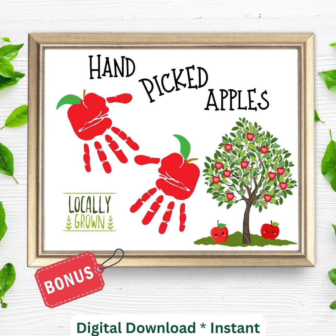 Fall Handprint Craft| Hand Picked Apples Handprint Sign for Kids ...