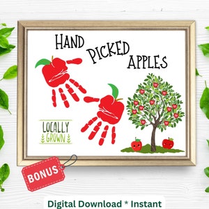 Fall Handprint Craft| Hand Picked Apples Handprint Sign for Kids ...