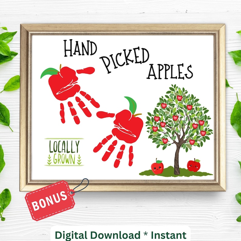 Fall Handprint Craft Hand Picked Apples Handprint Sign for Kids ...