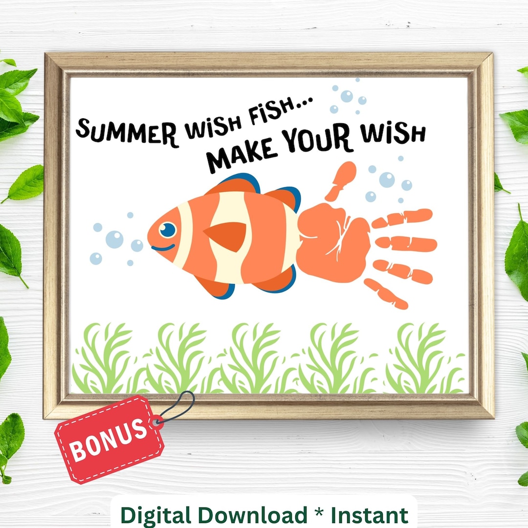 Summer Handprint Craft| Wish Fish Handprint Printable Sign for Kids ...
