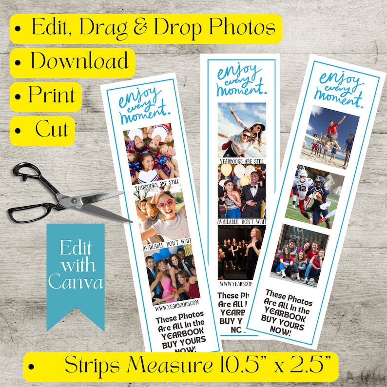 Yearbook Photo Strip Ad Sales Flyer Template Editable PTA PTO Yearbook ...